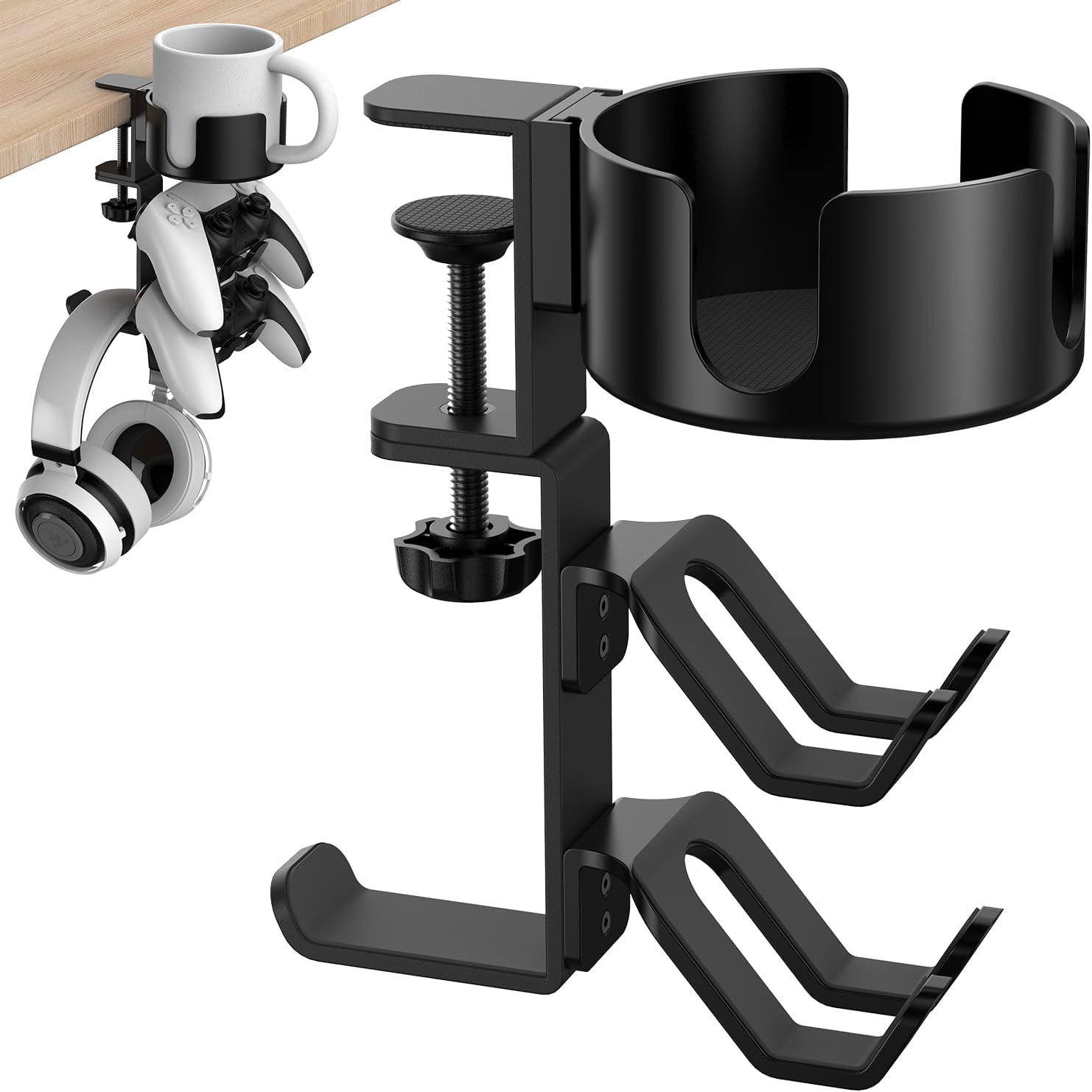 4-In-1 Gaming Desk Organizer With Cup Holder, Headphone Hanger ...