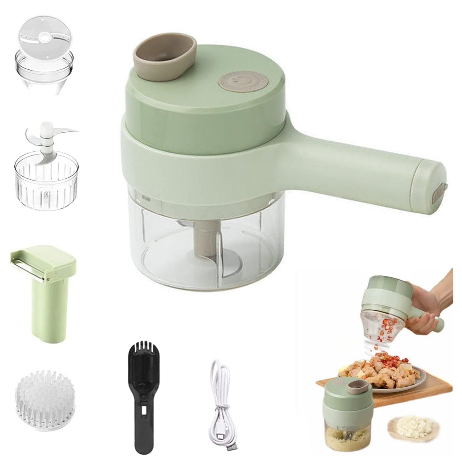4 In 1 Handheld Electric Vegetable Cutter Set, Automatically cut ...