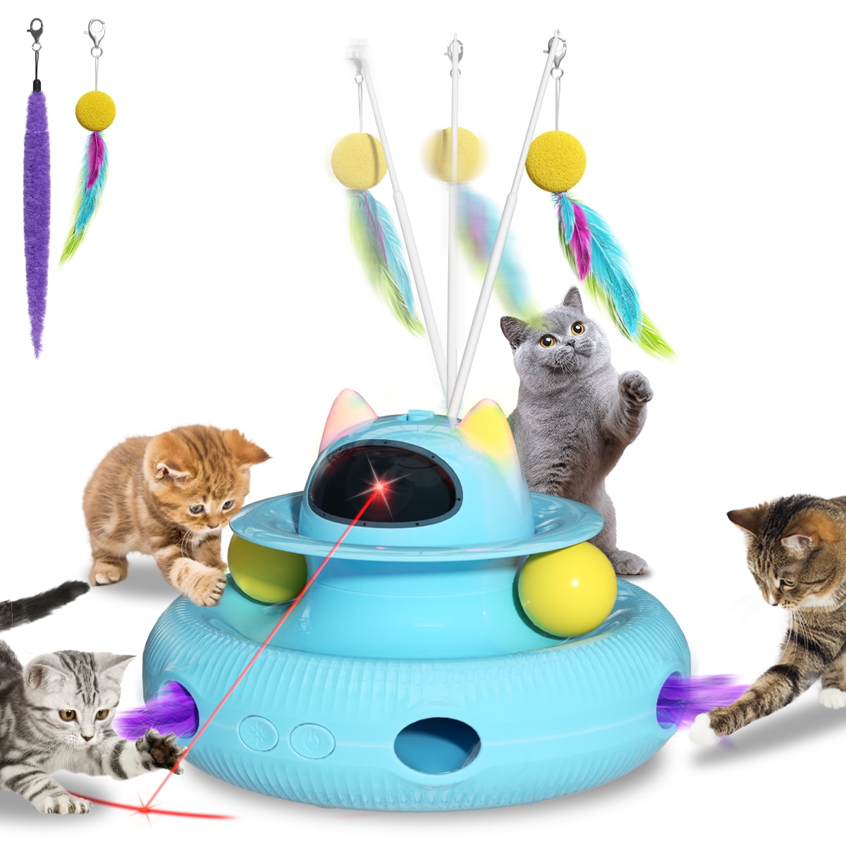 1 Pc Cat Toy Wand Teaser Catcher Stick Exerciser Interactive Toy Pet ...