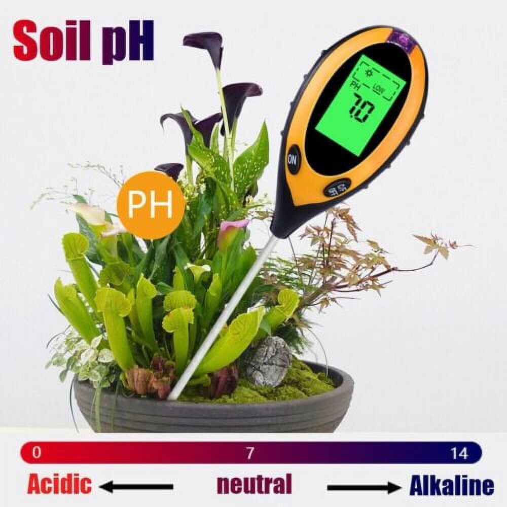 4 In 1 LCD Digital Soil Tester PH Water Moisture Temperature Sunlight ...