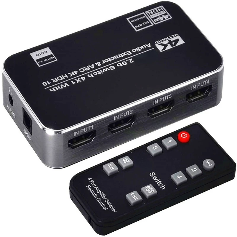 4 In 1 Out Switcher for HDMI-Compatible Switch Splitter Audio Extractor ...