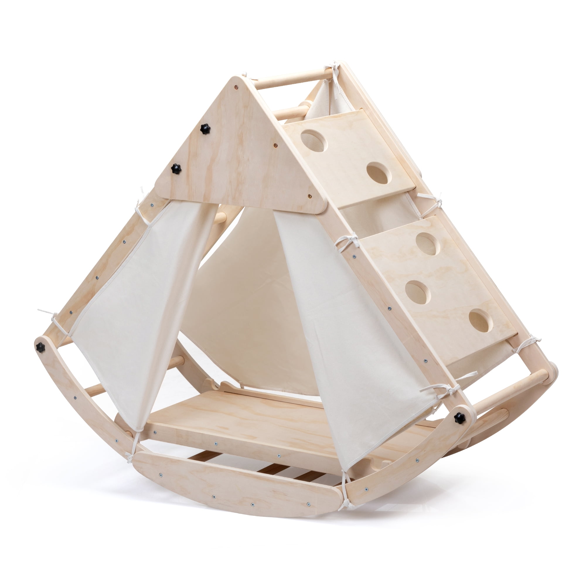 4-In-1 Pikler Triangle Gym Set with Sliding Ramp, Arch Climber, Rocker, Toddler Playground, Baby ...