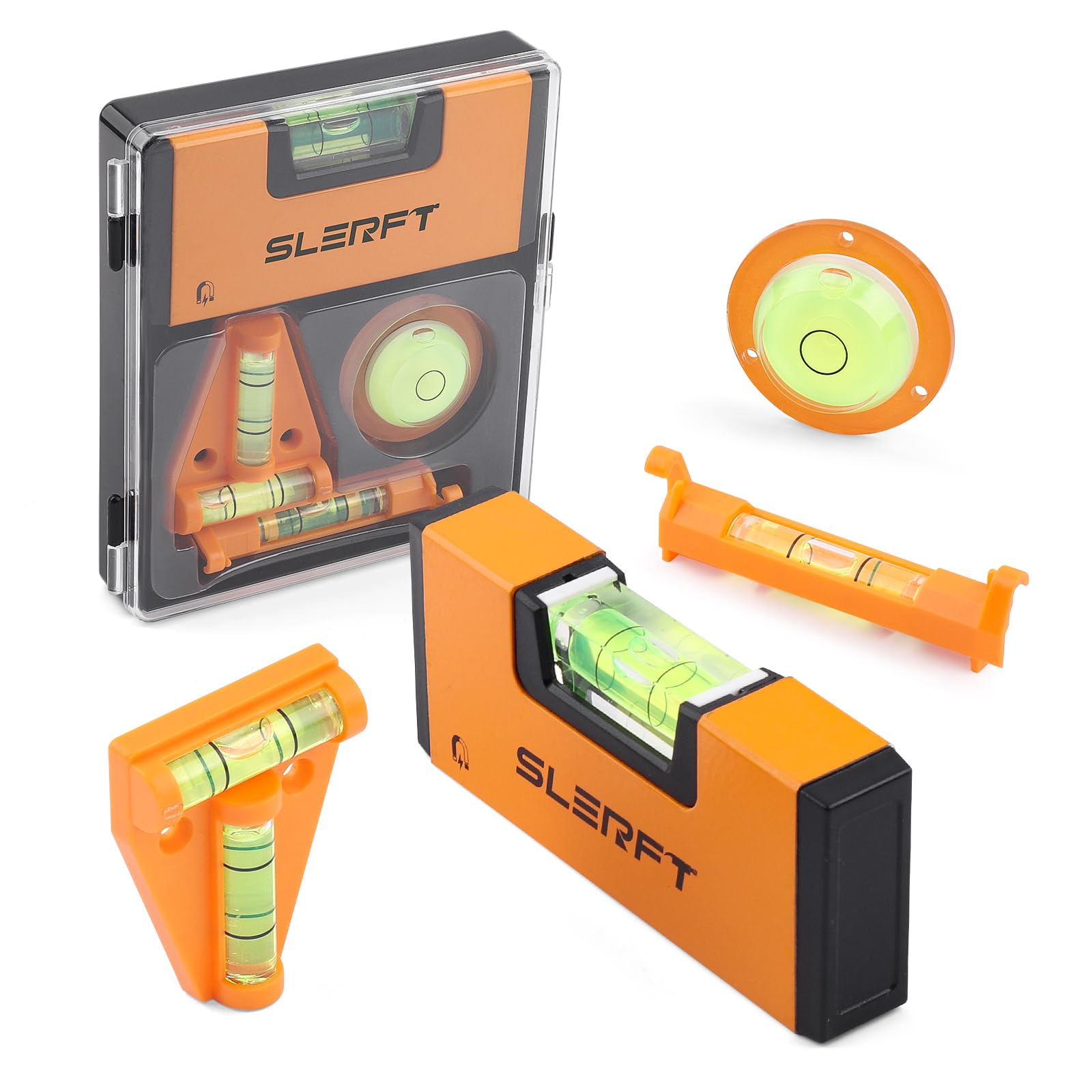 4-In-1 Portable Small Level Bubble Tool Set-Magnetic Pocket Level,T ...