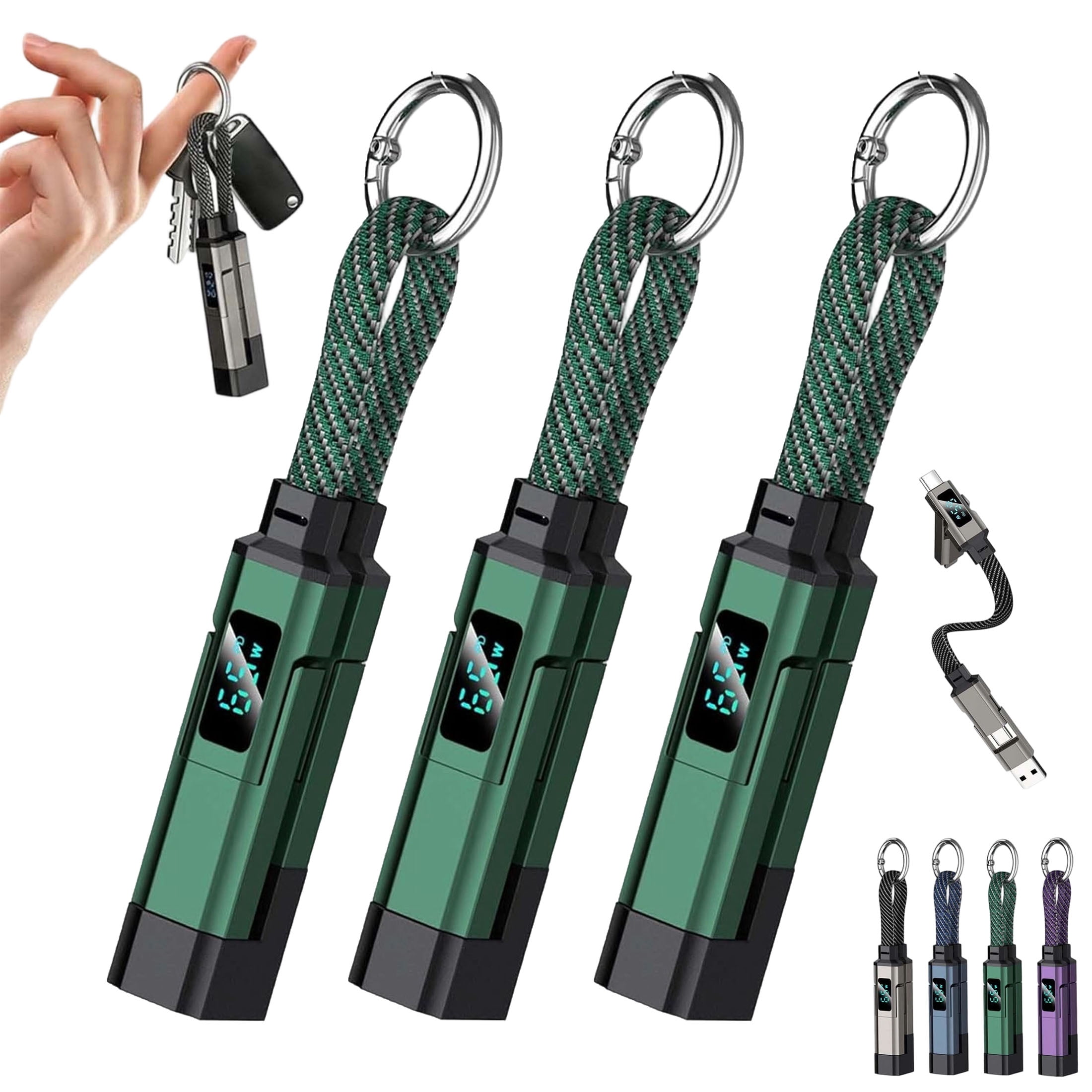 4-In-1 Smart Digital Display Keychain Charging Cable,USB 65w Fast ...