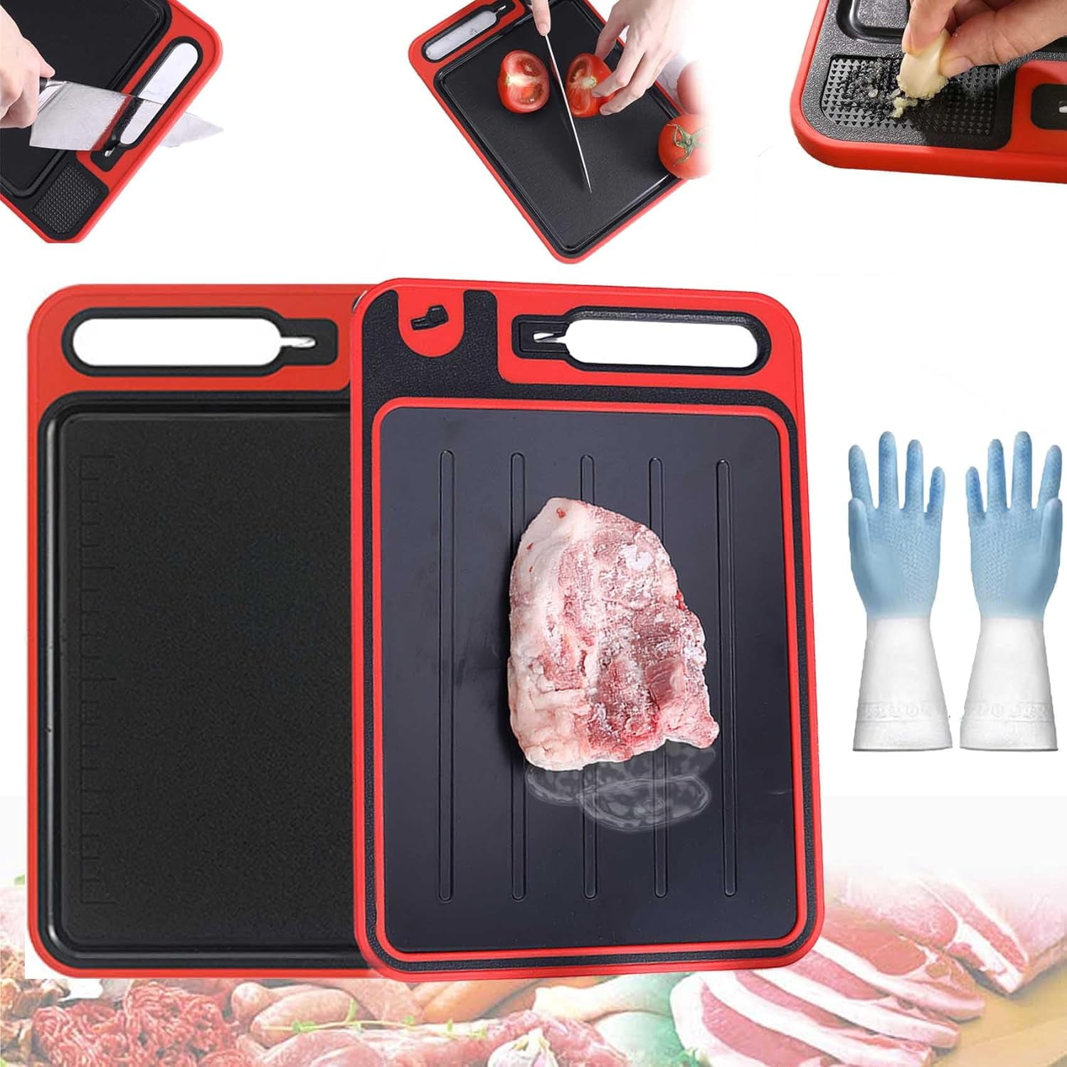 4 In 1 Thawing Mat, 4 In 1 Defrosting Tray For Frozen Meat With Cutting ...