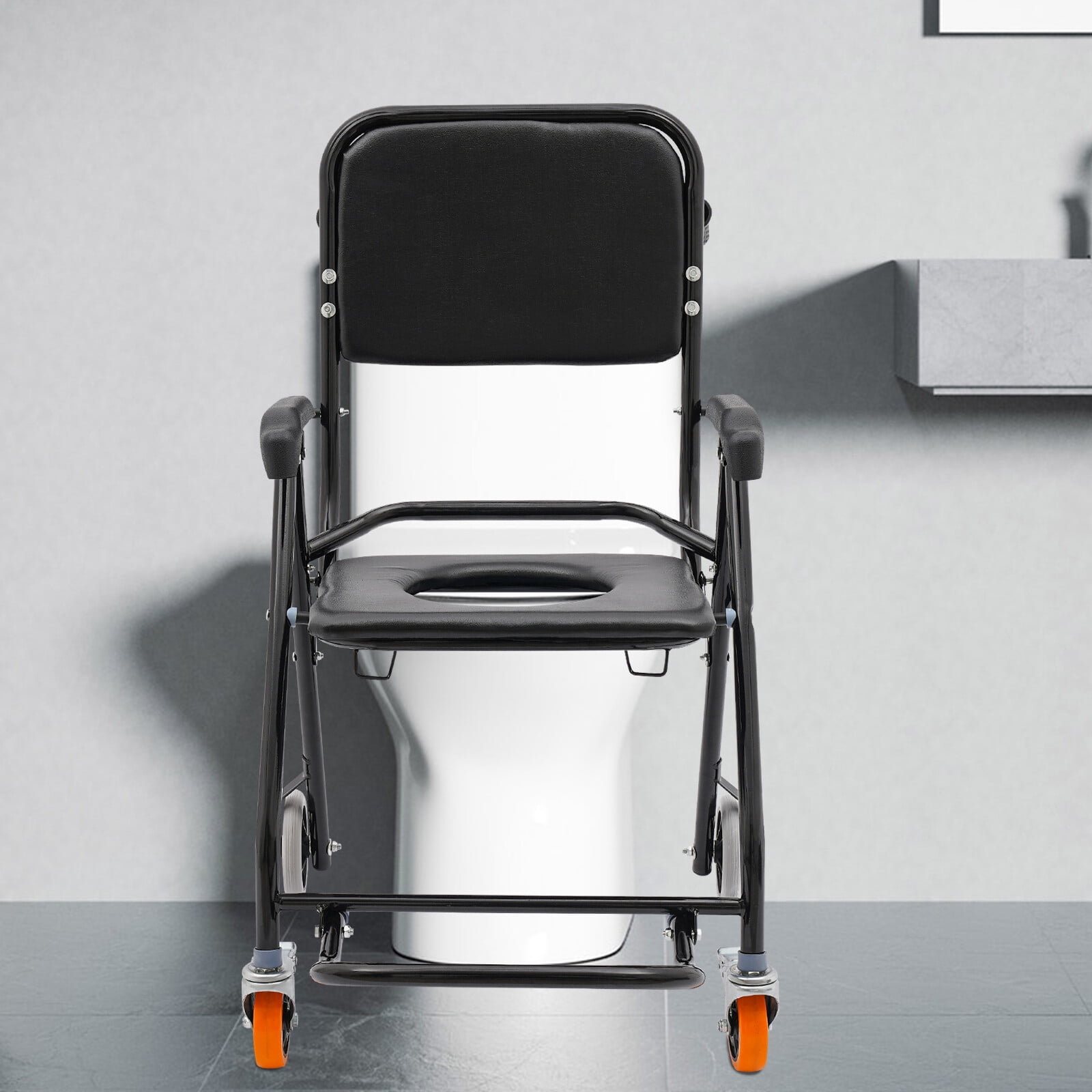4-In-1 Toilet Rolling Transport Chair, Foldable Shower Chair with ...
