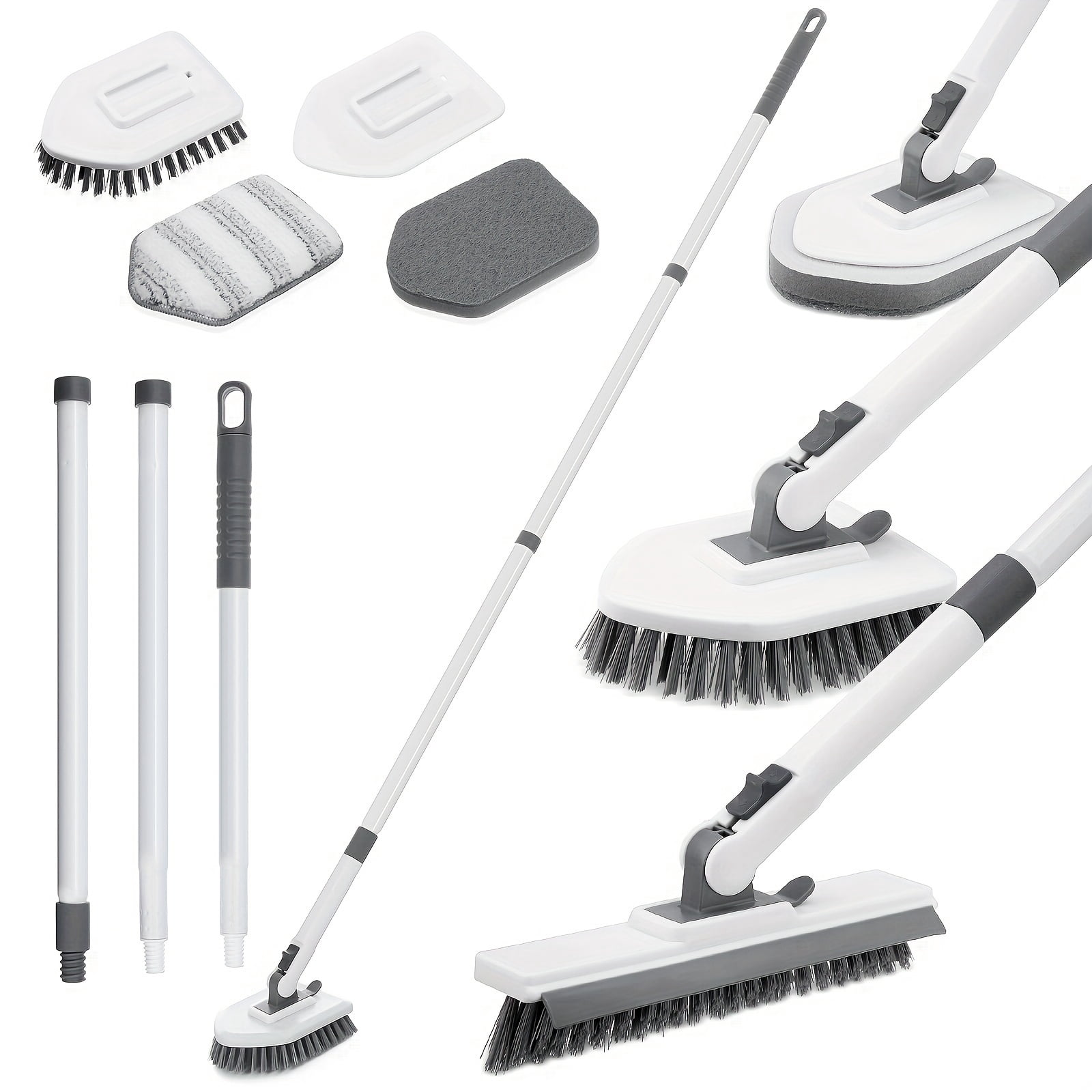 4-In-1 Tub And Tile Scrubber Brush with a Locking Head, Featuring a ...