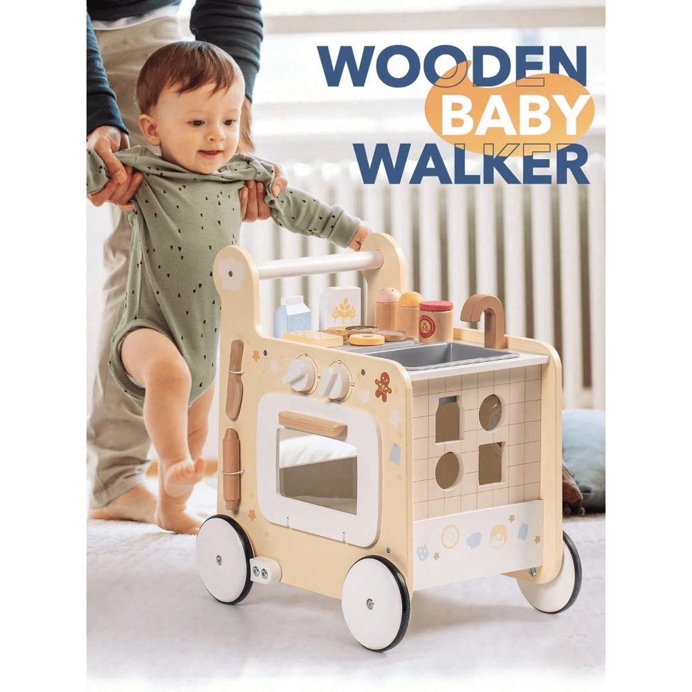 4 In 1 Wooden Baby Push Walker Learning Walker Activities Center ...