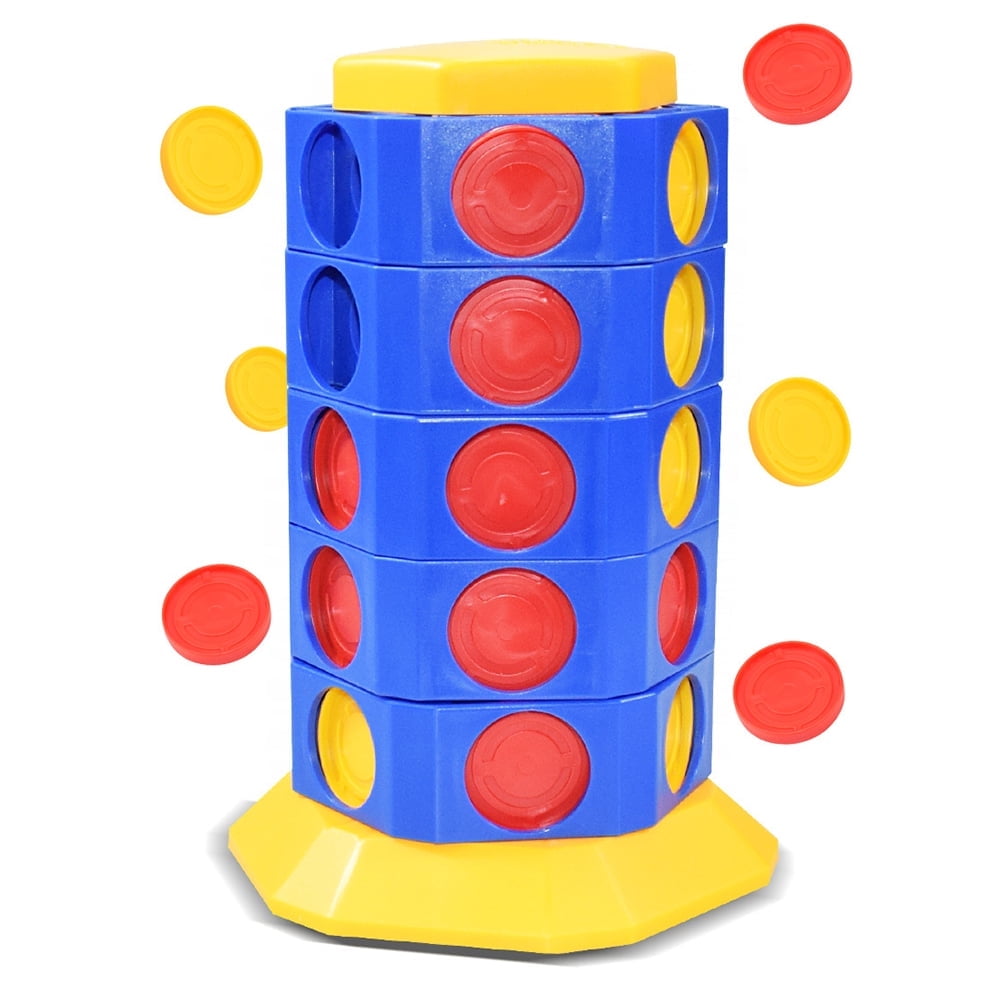 4 In A Row Tables Game Cylindrical Rotatable 3D Strategy Game Toys for ...