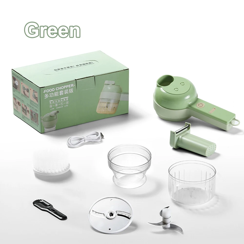 4 In1 Multifunctional Electric Vegetable Cutter Slice Garlic Mud Masher ...