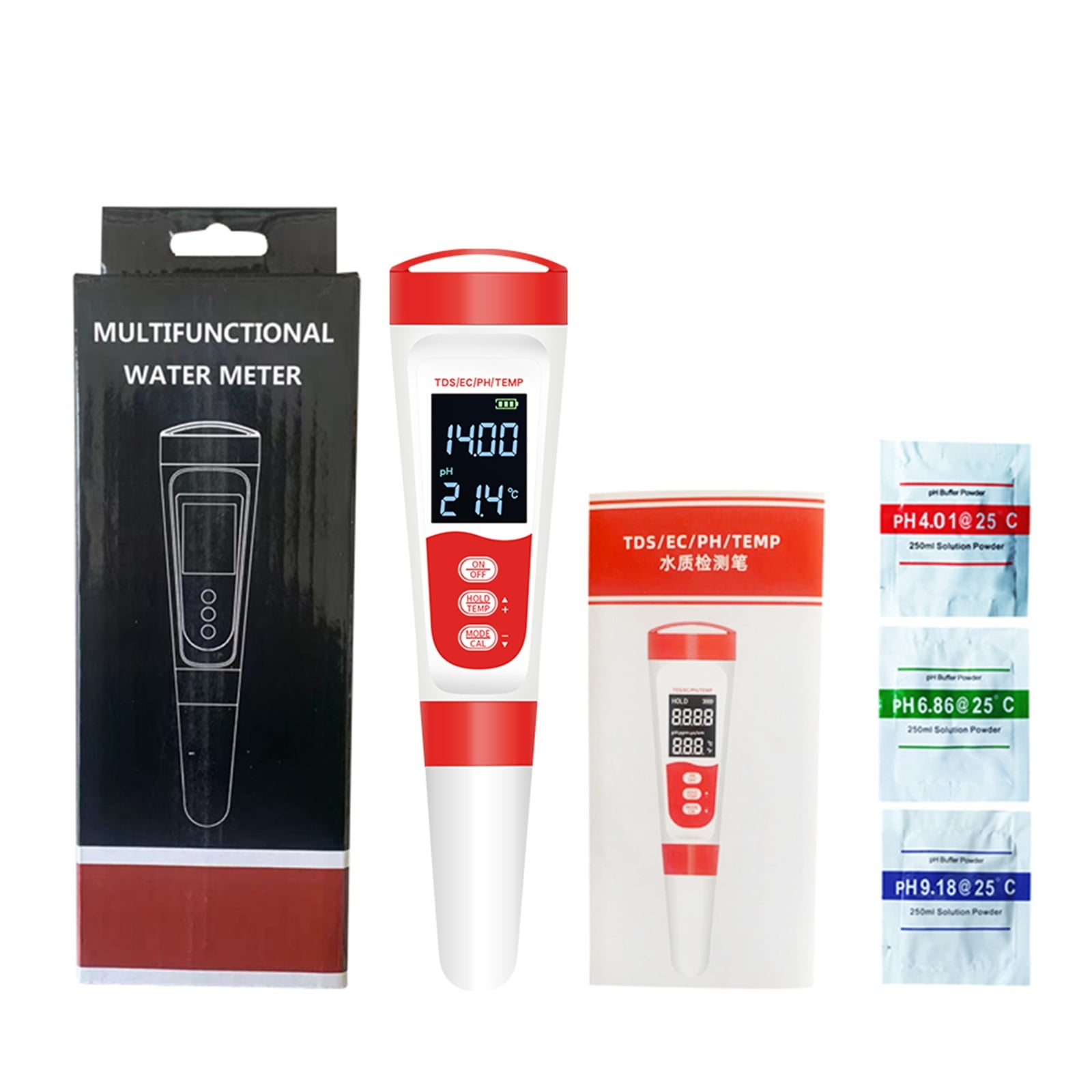 4 In1 PH Temperature TDS EC PH Meter Digital Waterproof Water Quality ...