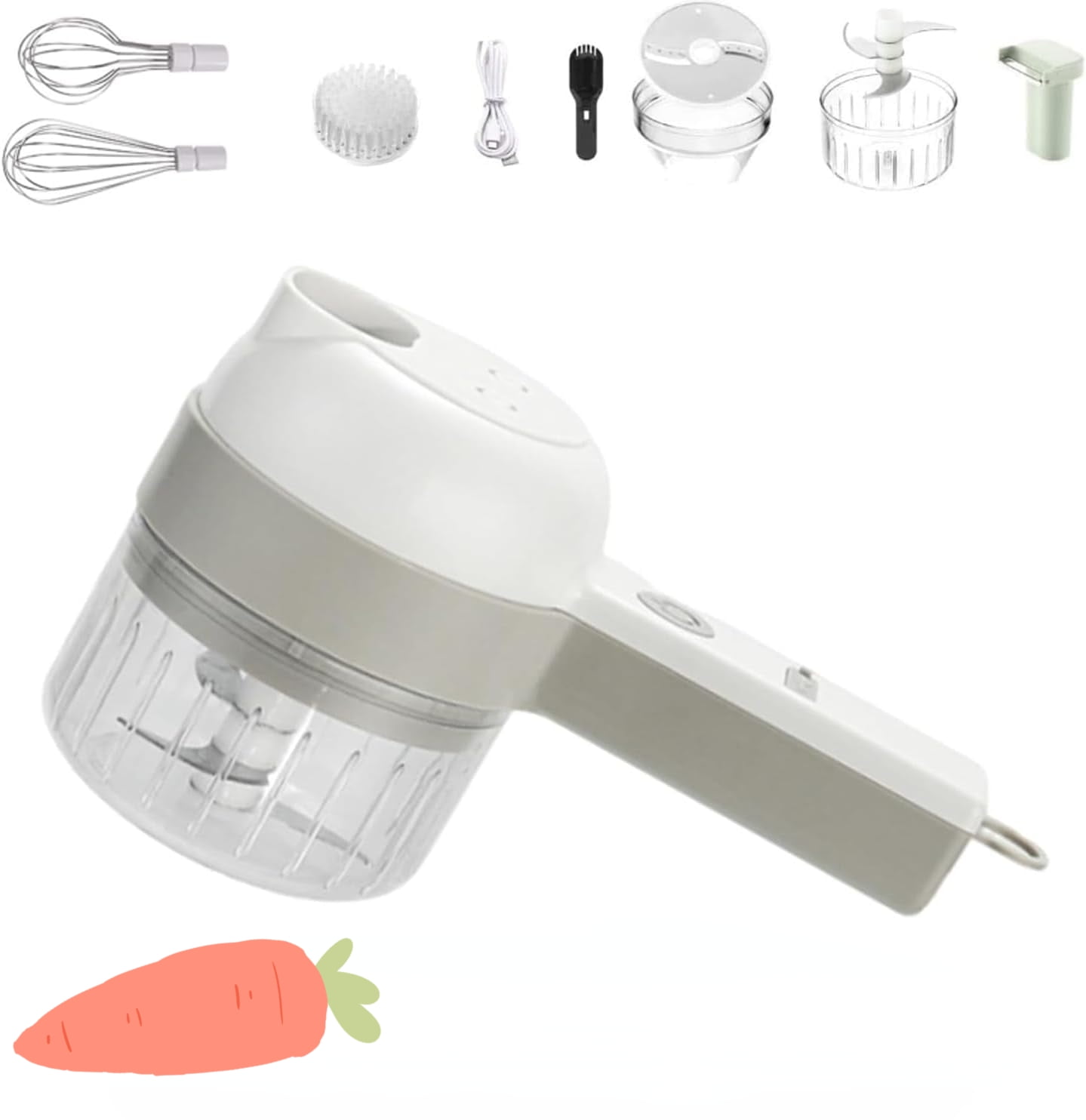4 In1 Wireless Vegetable Processor Chop Whisk Clean Recharge, Mini ...
