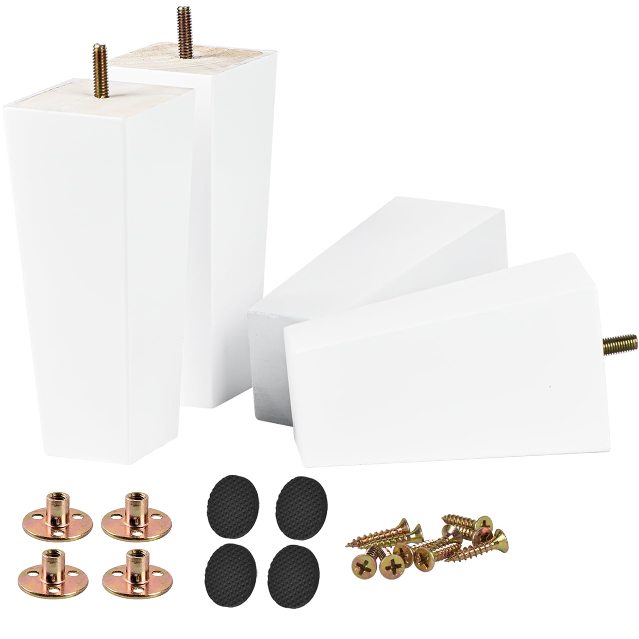 4 Inch / 10cm Solid Wood Furniture Legs, Btowin VCF 4Pcs White Mid ...