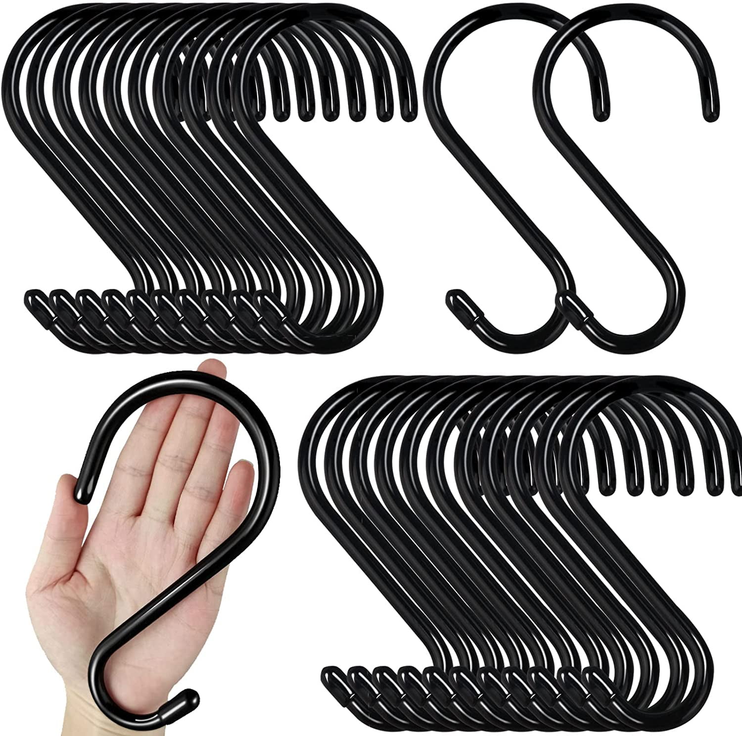 4 Inch 12 Pack S Hooks for Hanging Heavy Duty, Large S Hooks,Rubber ...