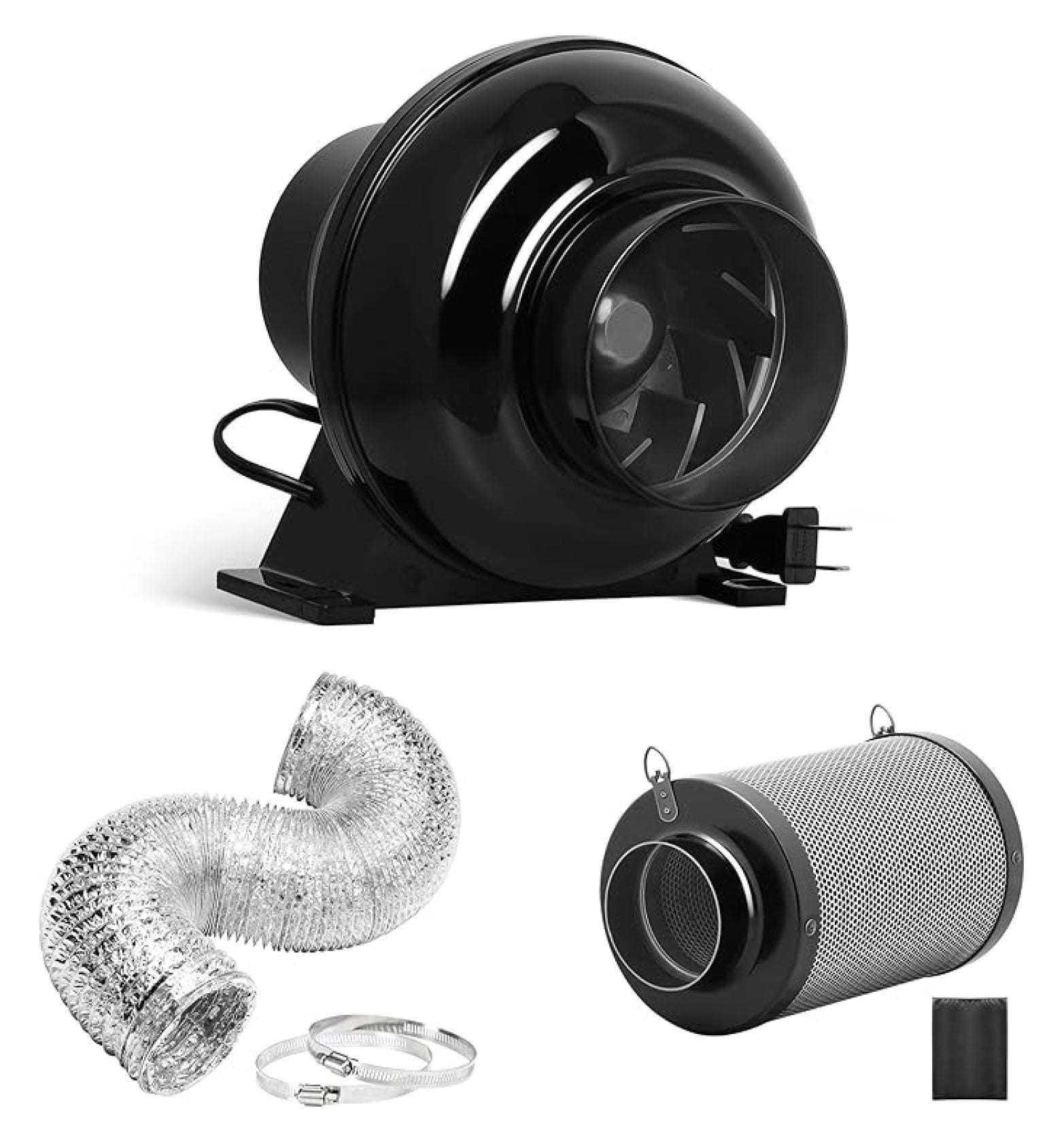 4 Inch 195 CFM Inline Fan Upgrade, Air Carbon Filter, 8 Feet Flexible ...