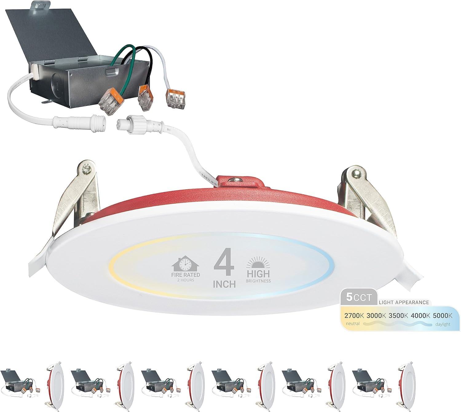 4 Inch 2 Hour FIRE Rated Ultra-Thin LED Recessed Light, 2700K/3000K ...