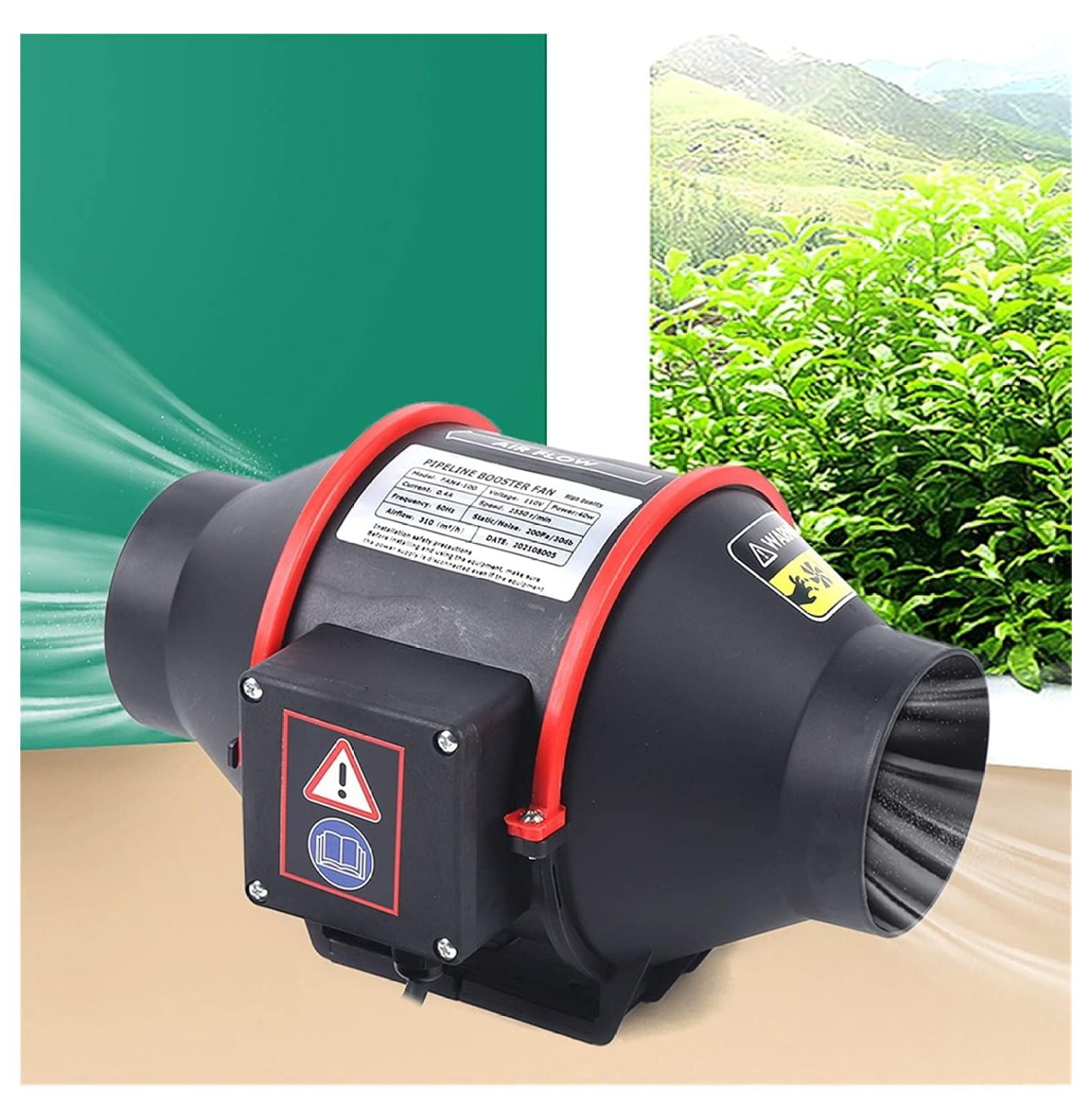 4 Inch 310 CFM Inline Duct Fan, Inline Fan with Temperature Humidity ...