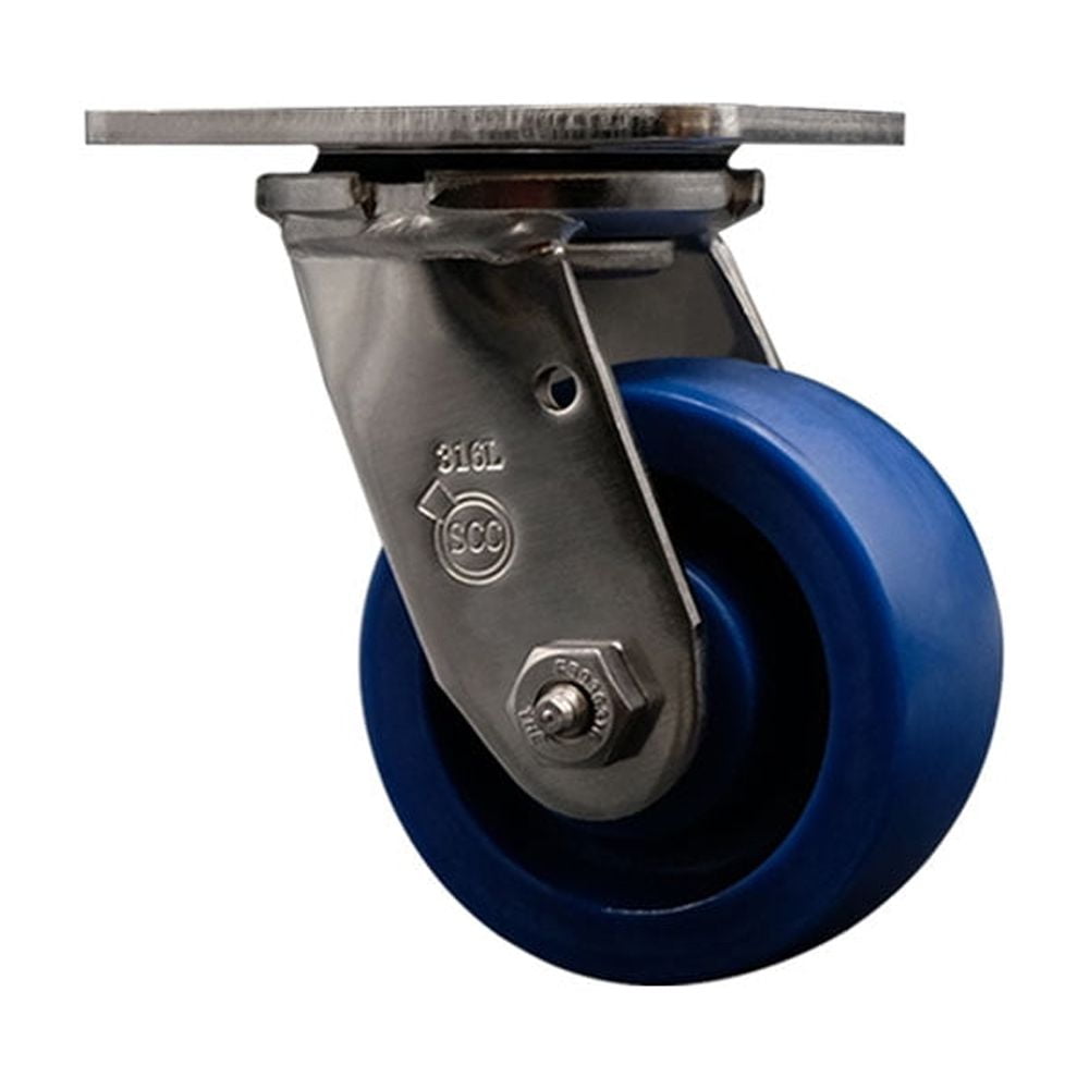 4 Inch 316 Stainless Steel Solid Poly Wheel Swivel Caster w/Roller ...