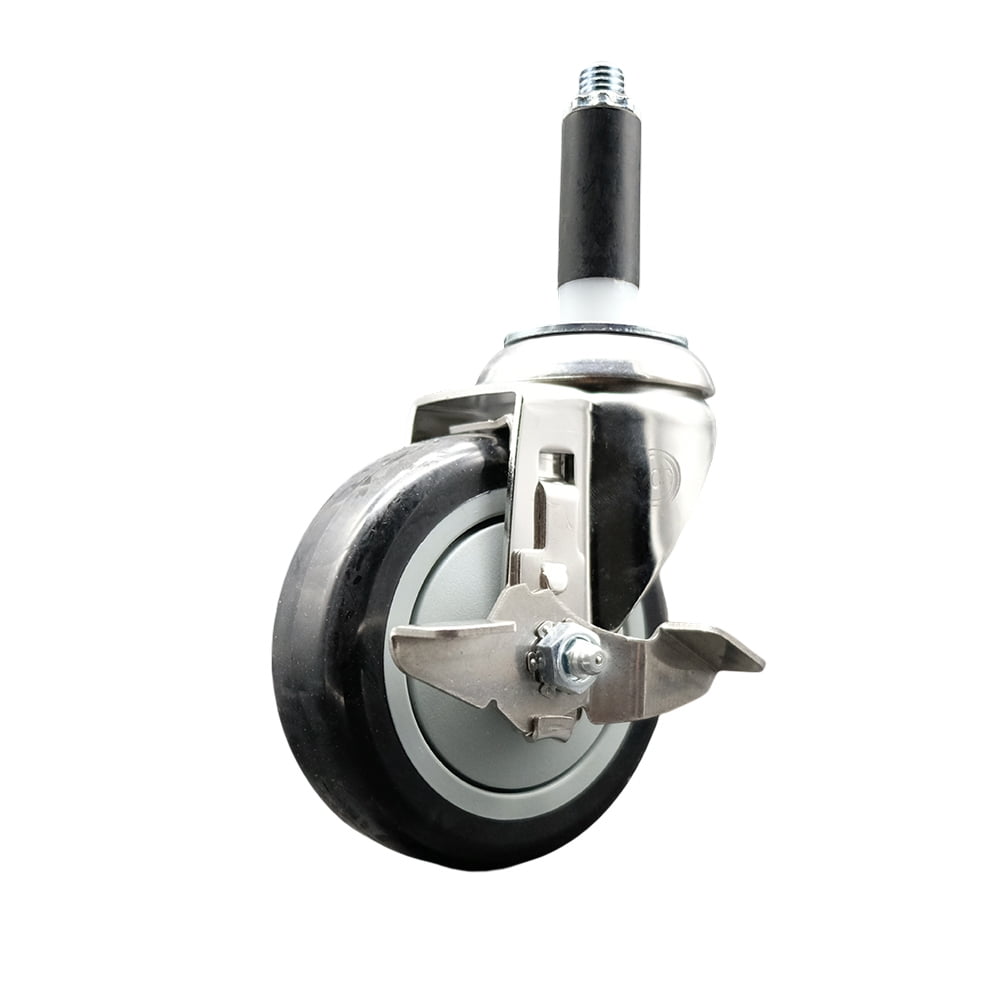 4 Inch 316SS Black Polyurethane Swivel 7/8 Inch Expanding Stem Caster ...