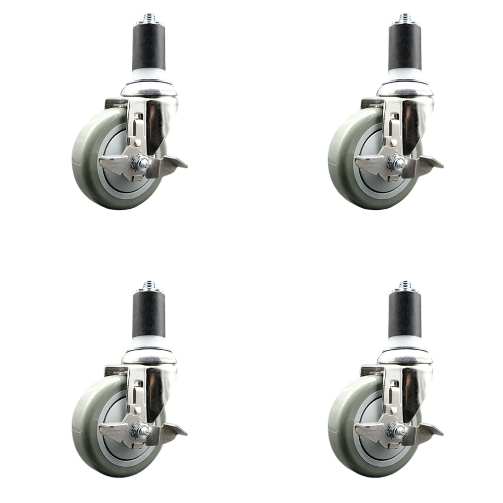 4 Inch 316SS Gray Poly Swivel 1-5/8 Inch Expanding Stem Caster Set ...
