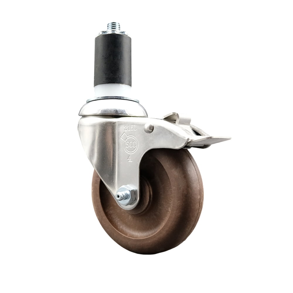 4 Inch 316SS High Temp Glass Filled Nylon 1-1/2 Inch Stem Caster Lock ...