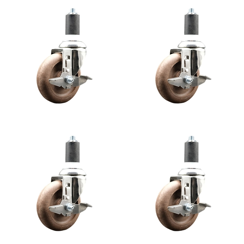 4 Inch 316SS High Temp Glass Filled Nylon 1-1/2 Inch Stem Caster Set ...