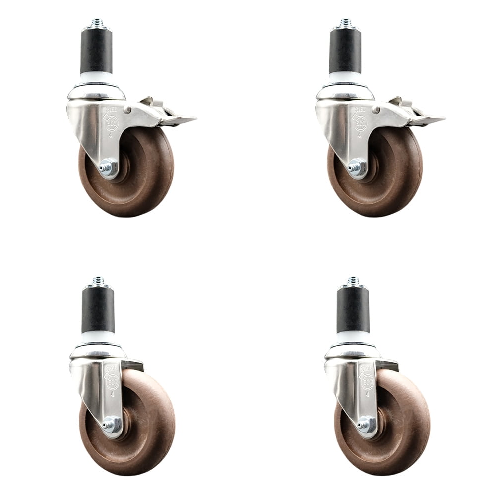 4 Inch 316SS High Temp Glass Filled Nylon 1-5/8 Inch Stem Caster Set 2 ...
