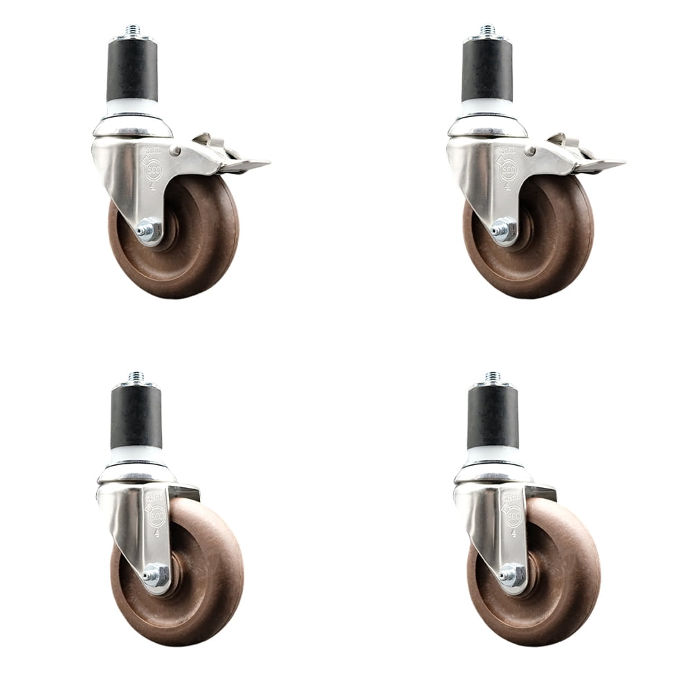4 Inch 316SS High Temp Glass Filled Nylon 1-7/8 Inch Stem Caster Set 2 ...