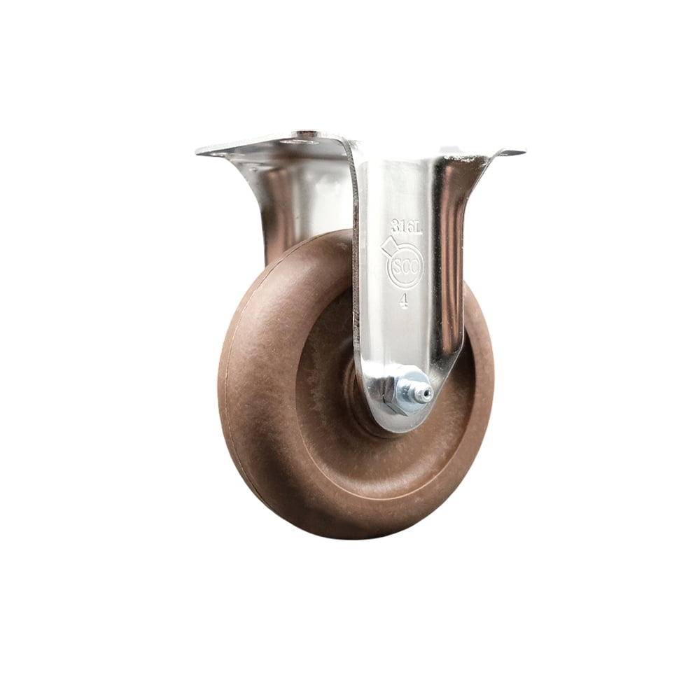 4 Inch 316SS High Temp Glass Filled Nylon Wheel Rigid Top Plate Caster ...