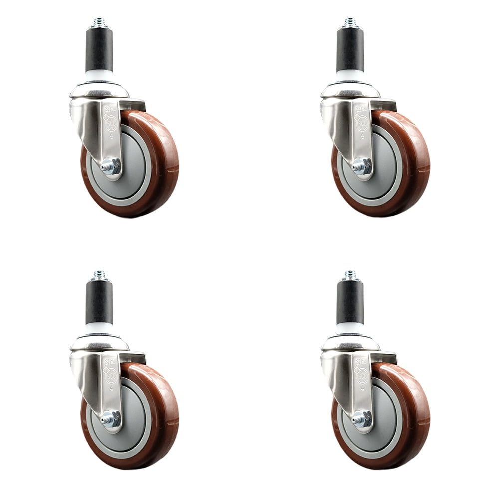 4 Inch 316SS Maroon Polyurethane Swivel 1-3/8 Inch Expanding Stem ...