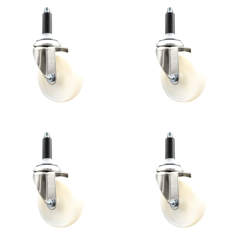 4 Inch 316SS Nylon Wheel Swivel 3/4 Inch Expanding Stem Caster Set SCC ...