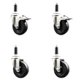 4 Inch 316SS Soft Rubber Swivel 3/4 Inch Stem Caster Set 2 Lock Brake ...