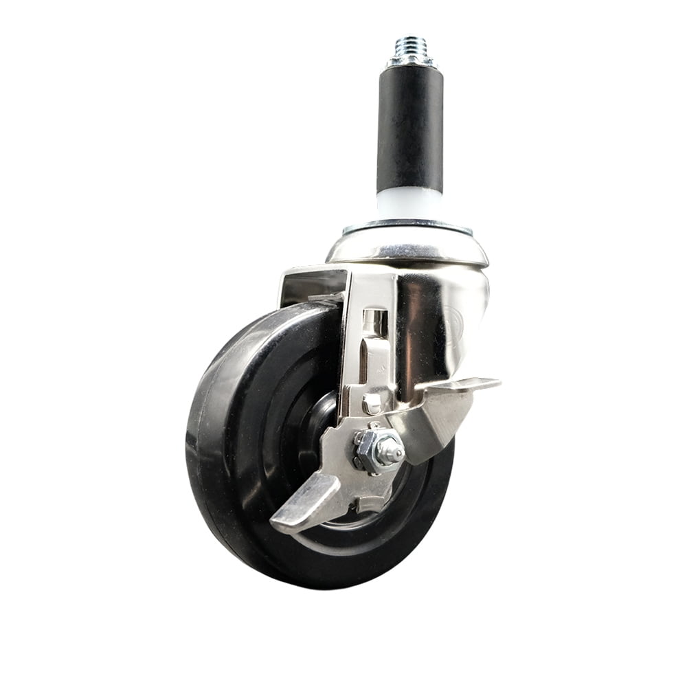 4 Inch 316SS Soft Rubber Wheel Swivel 1-1/8 Inch Expanding Stem Caster ...