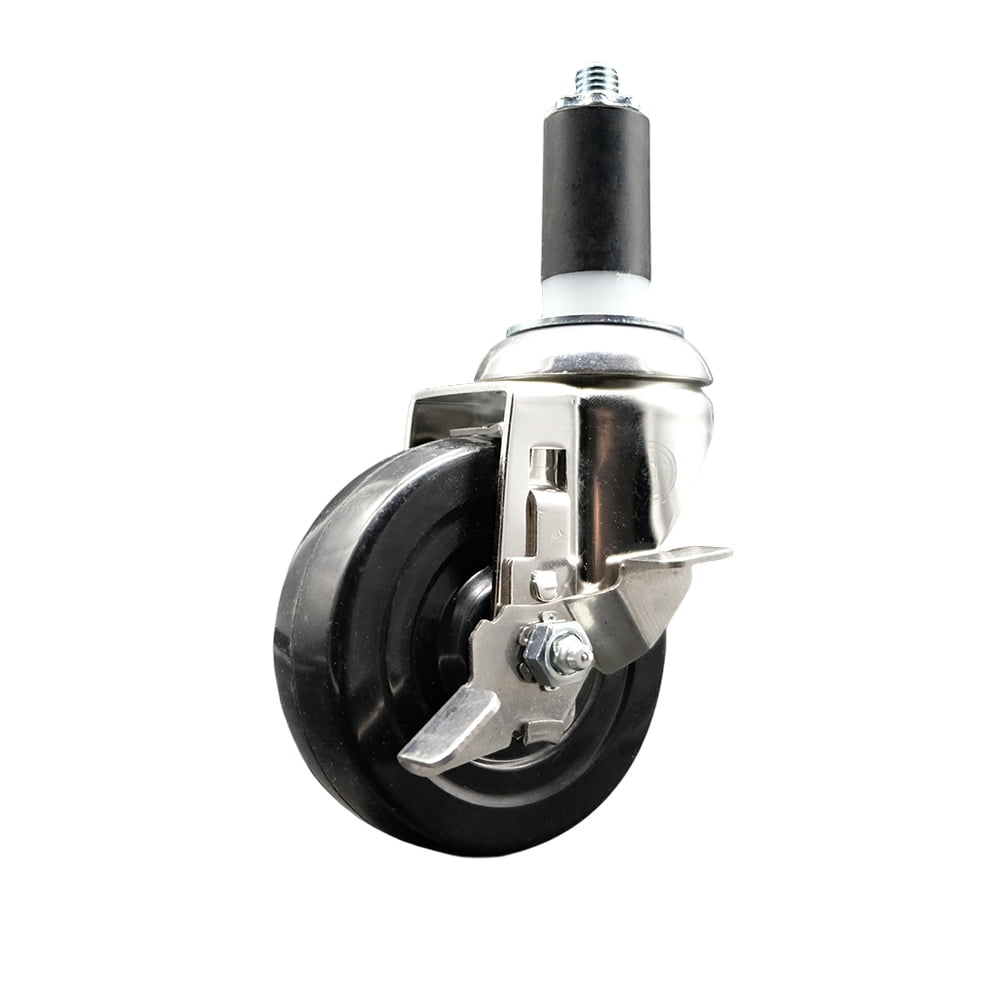 4 Inch 316SS Soft Rubber Wheel Swivel 1-3/8 Inch Expanding Stem Caster ...