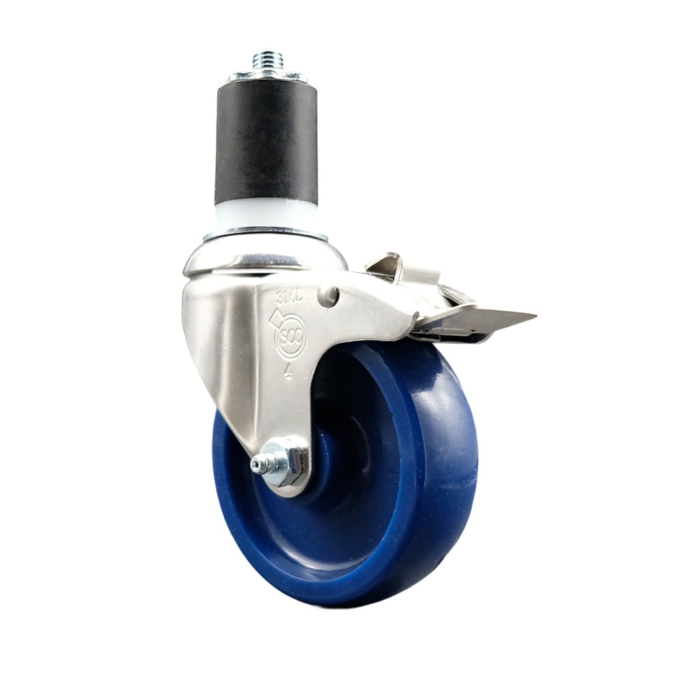 4 Inch 316SS Solid Poly Swivel 1-7/8 Inch Expanding Stem Caster Lock ...