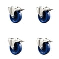 4 Inch 316SS Solid Polyurethane Swivel Bolt Hole Caster Set with Lock ...