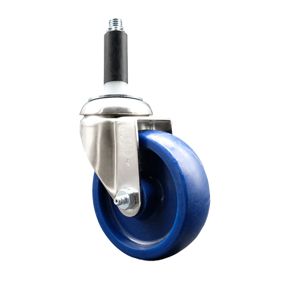 4 Inch 316SS Solid Polyurethane Wheel Swivel 3/4 Inch Expanding Stem ...