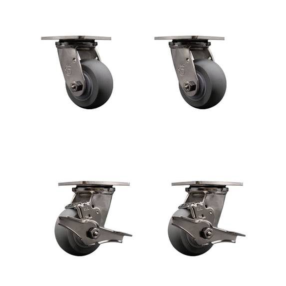 4 Inch 316SS Thermo Donut Tread Swivel Caster Set with Delrin Bearings ...