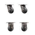 4 Inch 316SS Thermo Rubber Donut Tread Caster Set w/Ball Bearings 2 ...