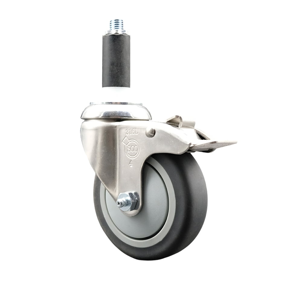 4 Inch 316SS Thermoplastic Rubber Swivel 1 Inch Stem Caster Lock Brake SCC - Walmart.com