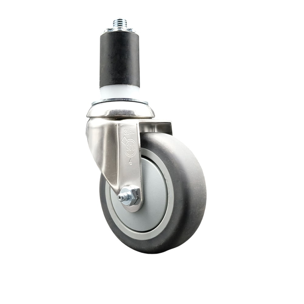 4 Inch 316SS Thermoplastic Rubber Wheel Swivel 1-1/2 Inch Expanding ...