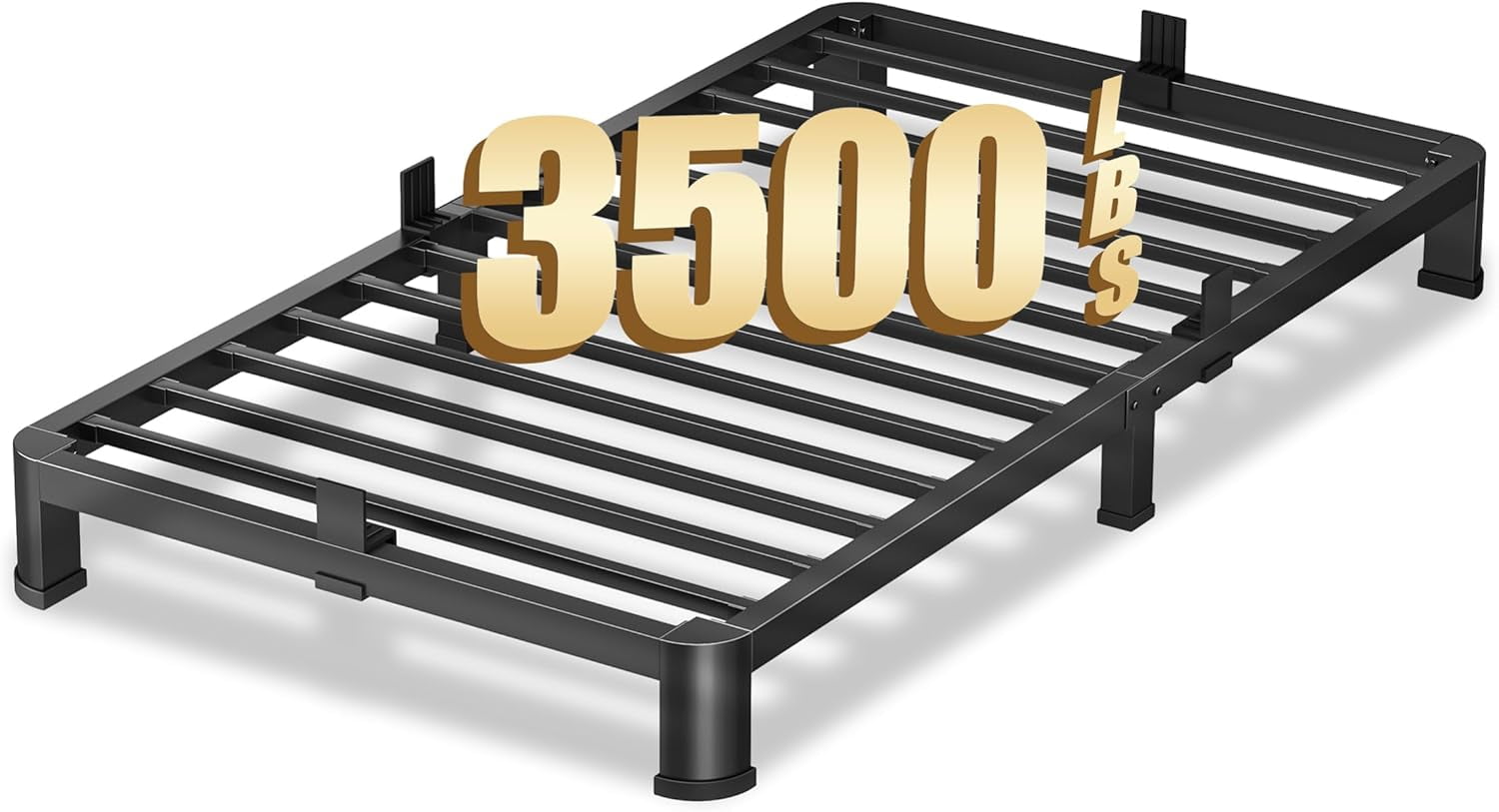 4 Inch 3500 lbs Bed Frame with Round-Corner & Anti-Squeak Design ...