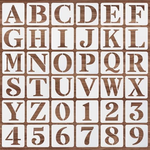 4 Inch 36 Pcs Letter and Number Stencils, Reusable Plastic Alphabet ...