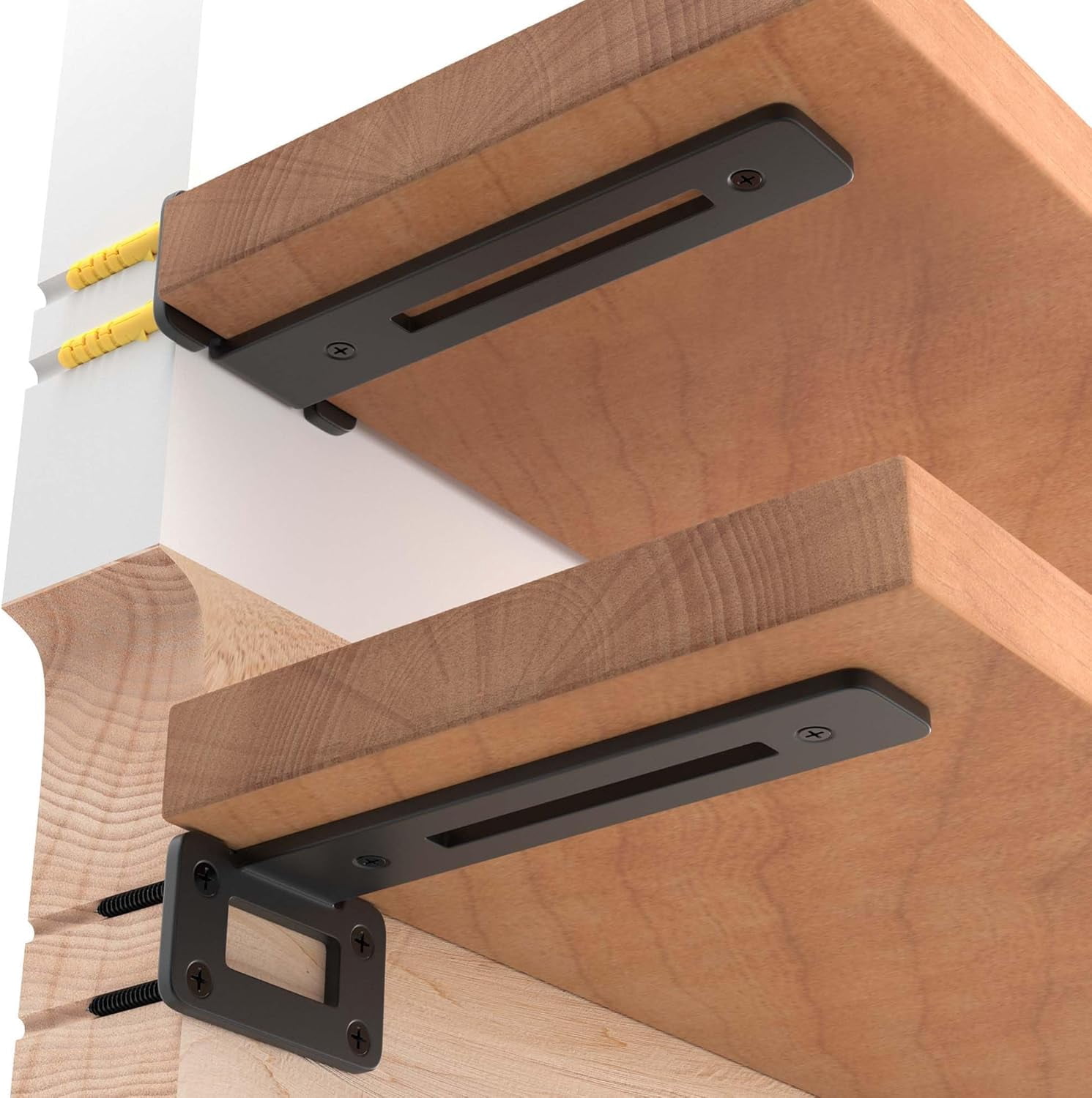 4 Inch 4 Pack Openwork T Shelf Brackets for DIY Floating Shelf,1/5 Inch ...