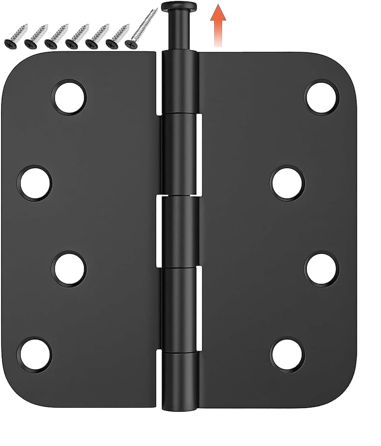 4 Inch 5/8" Radius Corner Door Hinges, Matte Black Exterior Door Hinges ...