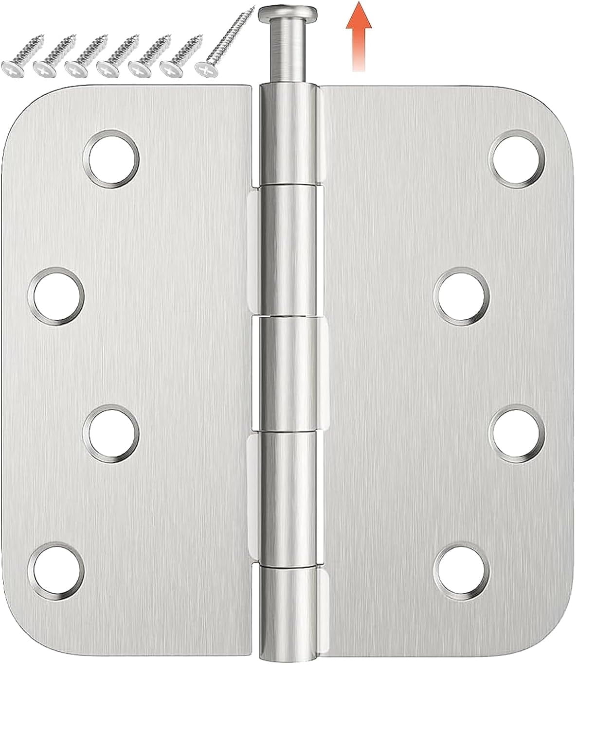 4 Inch 5/8" Radius Corner Door Hinges, Satin Nickel Exterior Door ...