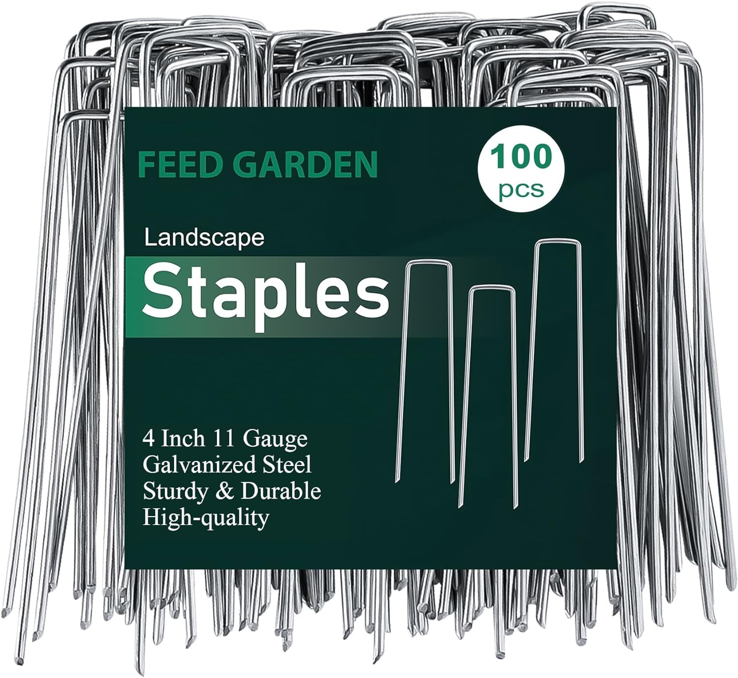 4 Inch 50 Pack Galvanized Landscape Staples 11 Gauge Anti-Rust Garden ...