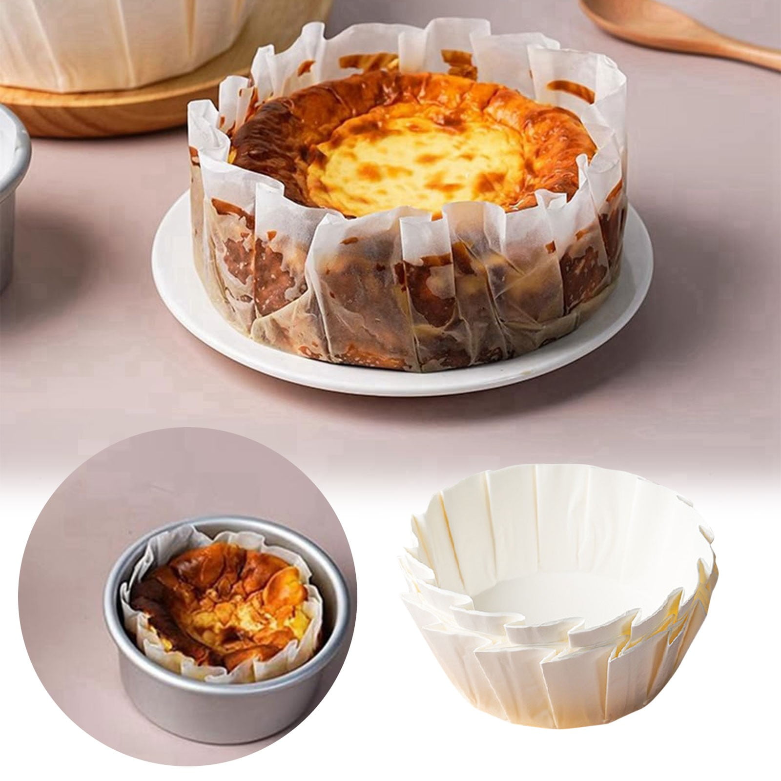 4 Inch 50pcs Disposable Parchment Liners Basques Cake Paper Cake ...