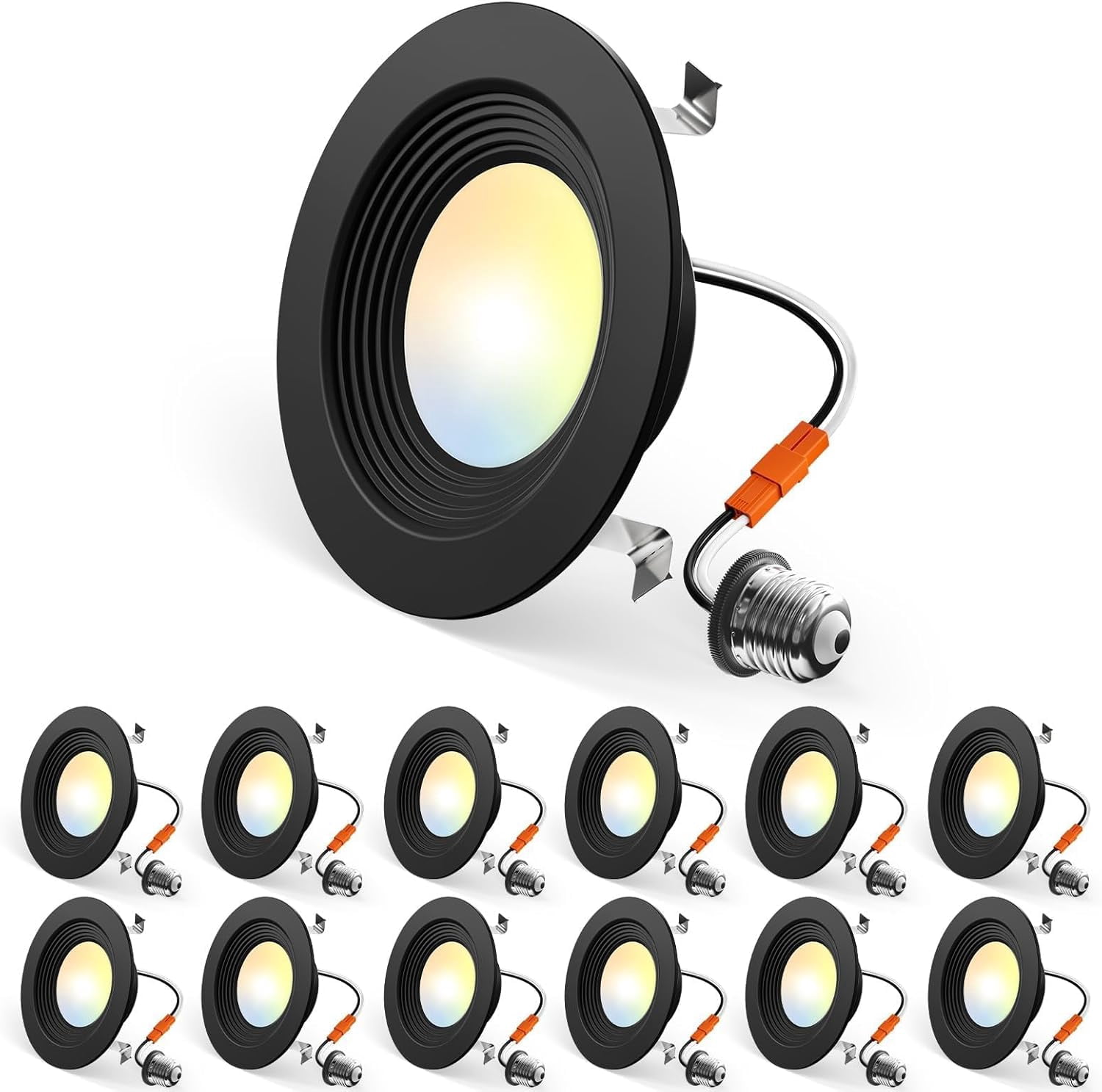 4 Inch 5CCT LED Recessed Lighting 12 Pack, Dimmable, Damp Rated, 8.5W ...