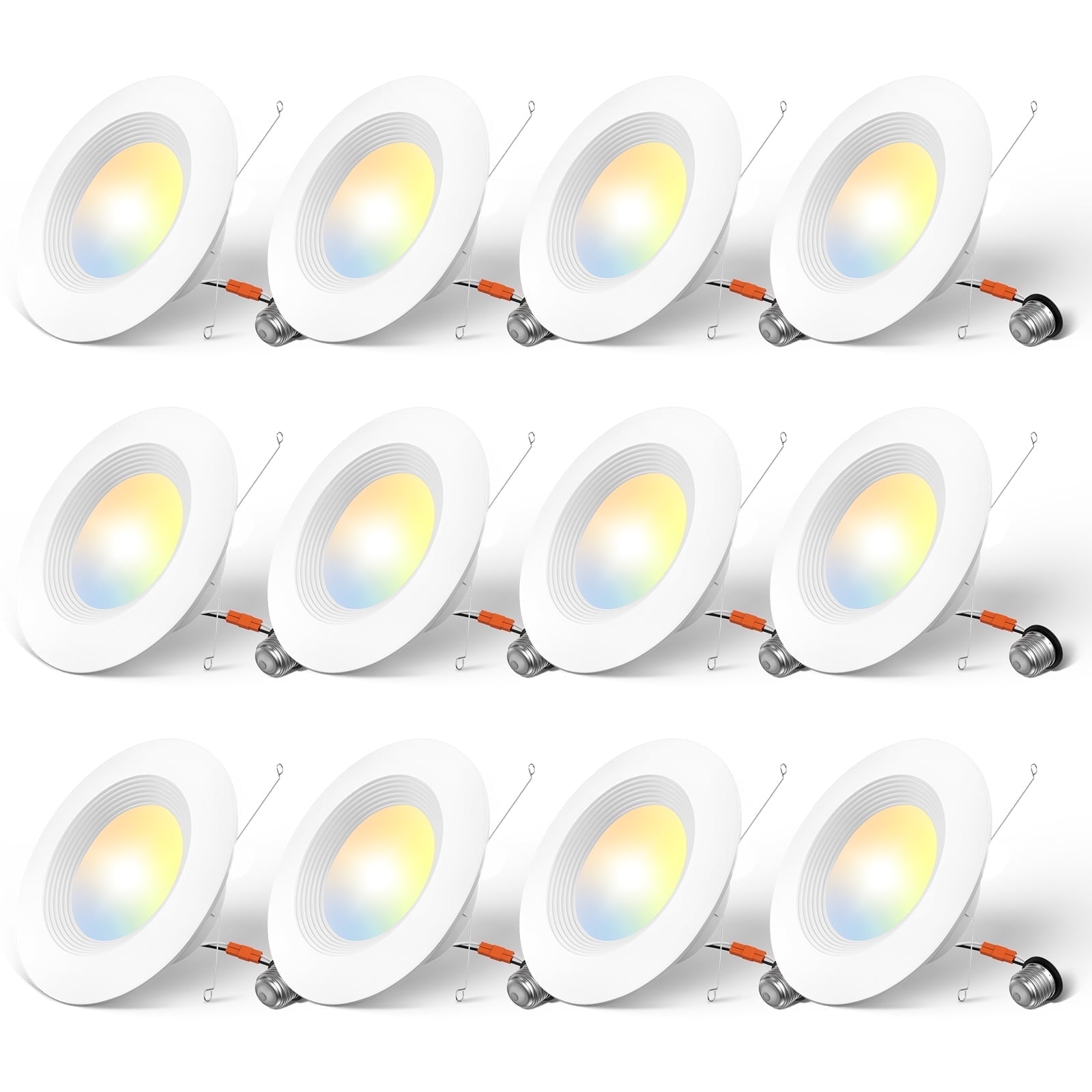 4 Inch 5CCT LED Recessed Lighting 12 Pack, Dimmable, Damp Rated, 9W=60W ...